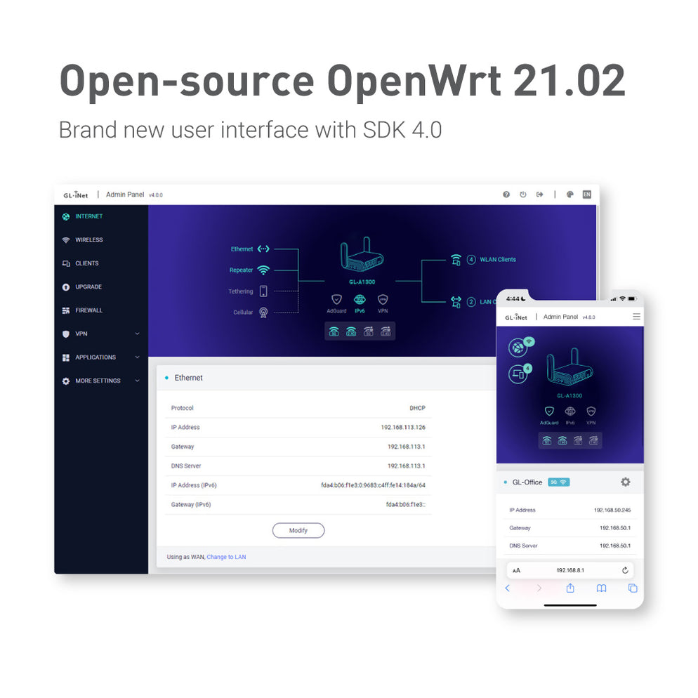 Slate Plus (GL-A1300) Ultra Efficient VPN Encrypted Gigabit Travel Rou ...