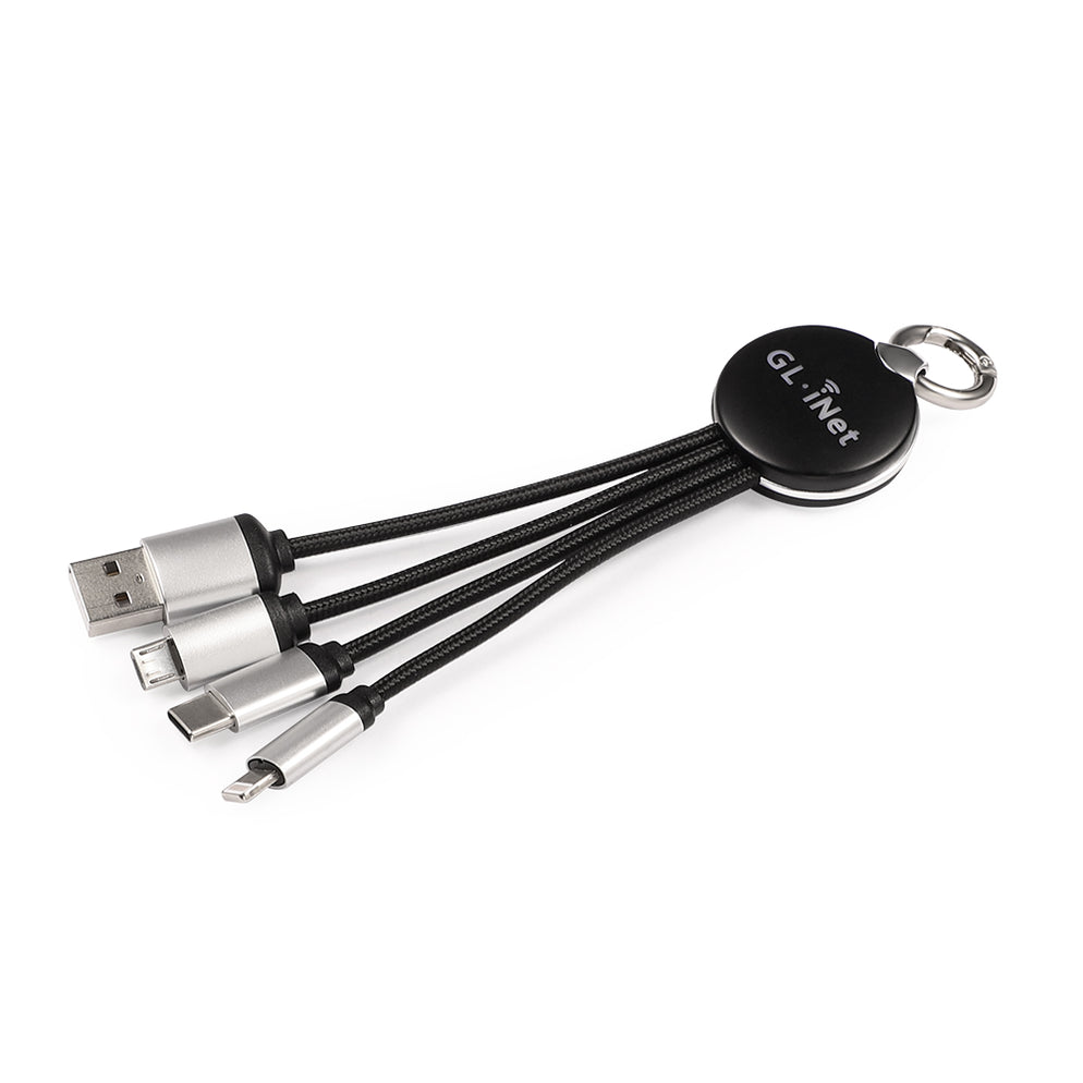 GL.iNet USB Power Cable All in One Charge Cable|Black|Nylon Braided